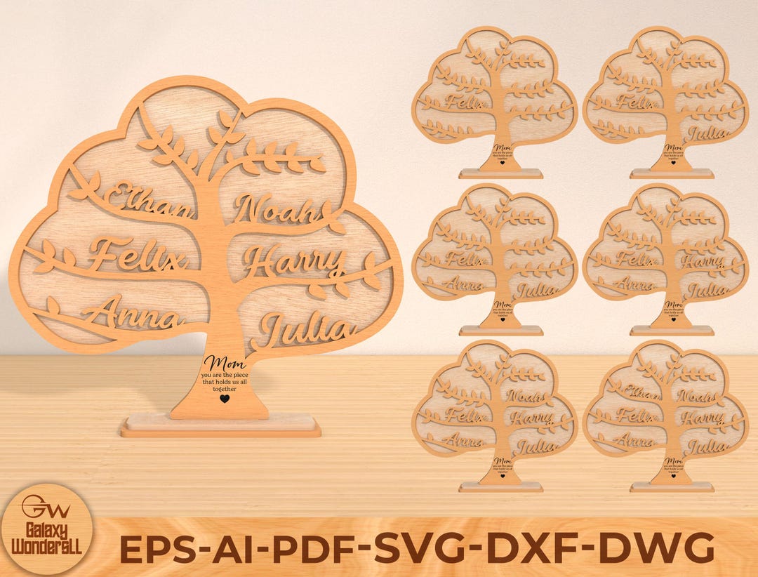 Customizable Family Tree Laser Cut Digital File, Family Tree Stand ...
