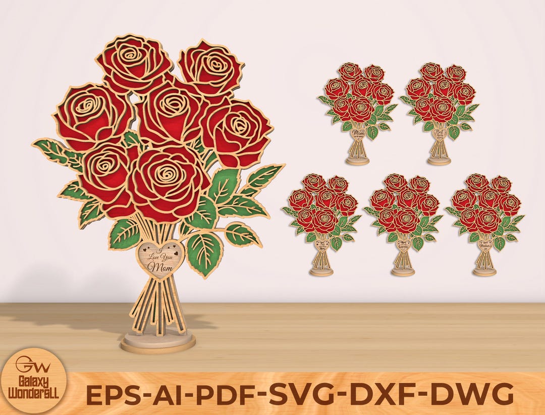 Love Rose Laser Cut File: Wooden Bouquet SVG (digital Download) - Etsy
