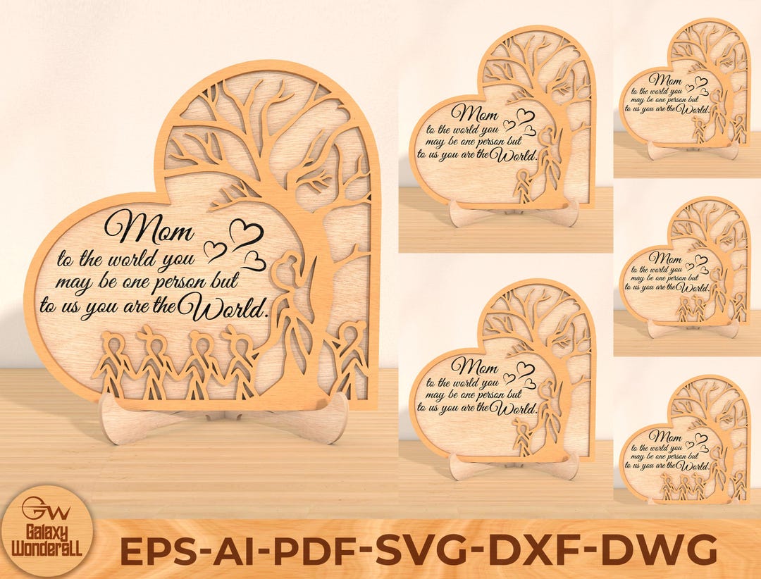 Mother Tree SVG, Wooden Decorative Stand, Mom and Kid Stand Decor SVG ...