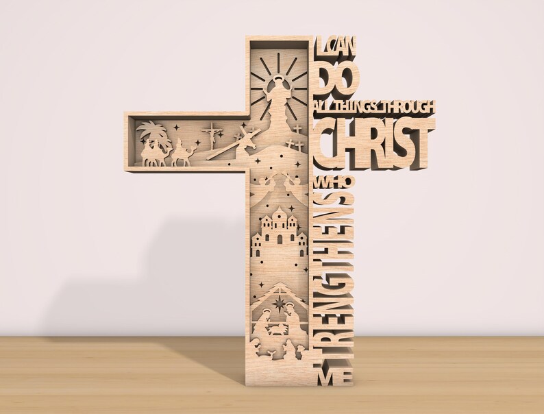 Multilayered Easter Scene Cut File Svg, Jesus Cross Laser Cut File, He ...