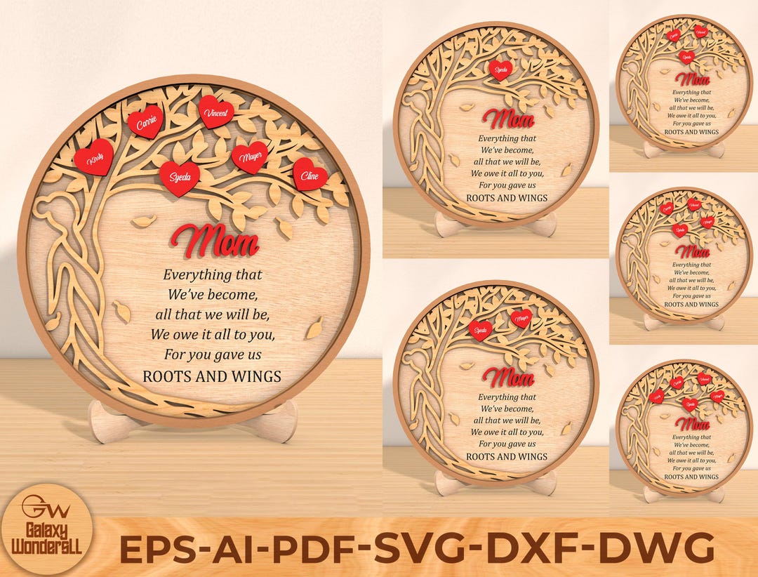 Personalized Family Tree Stand Decor SVG, Gift for Mom, Mothers Day Svg ...