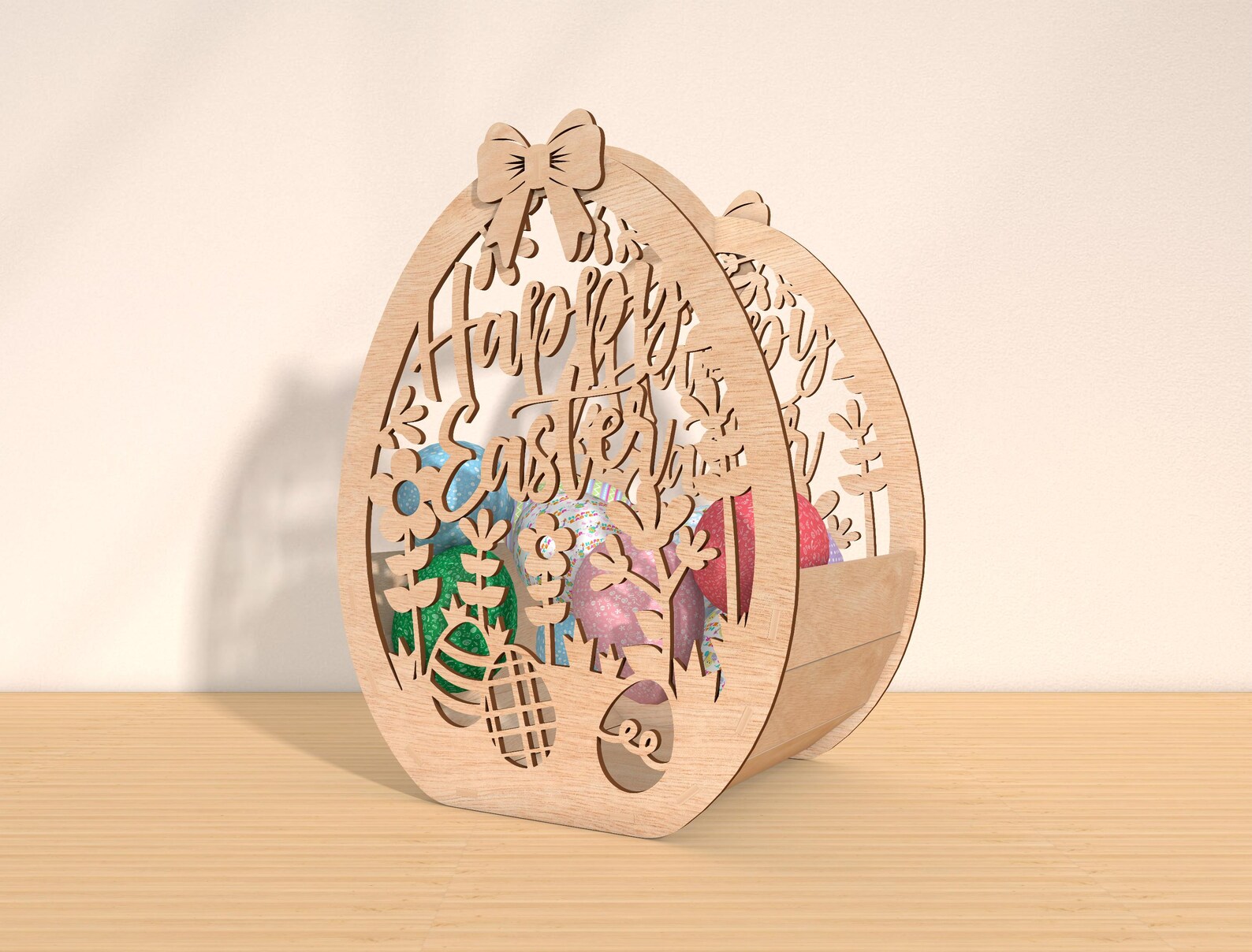 Easter Basket Laser Cut File, Easter Gift Basket Laser SVG, Happy ...