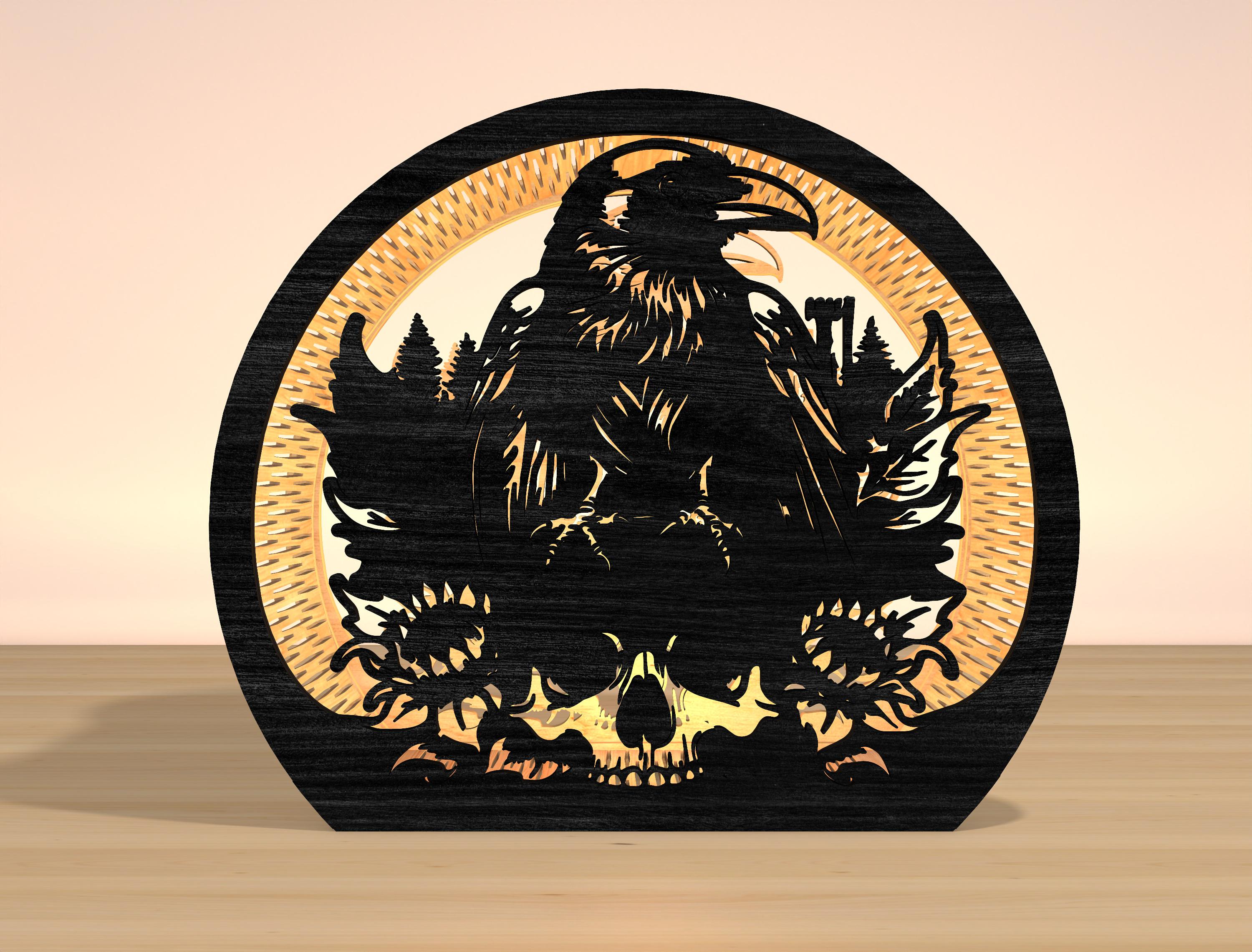 Raven Lantern Laser Cut File: Gothic Halloween Decor SVG, Light Box for ...