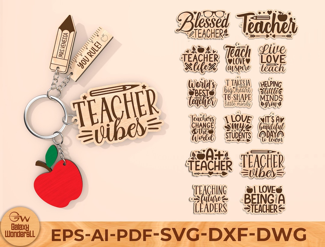Teacher Keychain Svg Bundle,teachers Quotes Svg,teacher Keychain ...