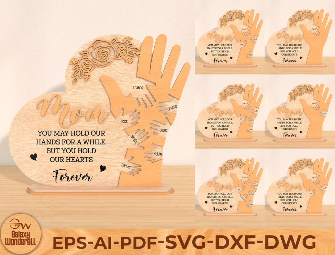 Personalized Mother Hand Sign Laser Cut, Family Hands Sign Svg, Gift ...
