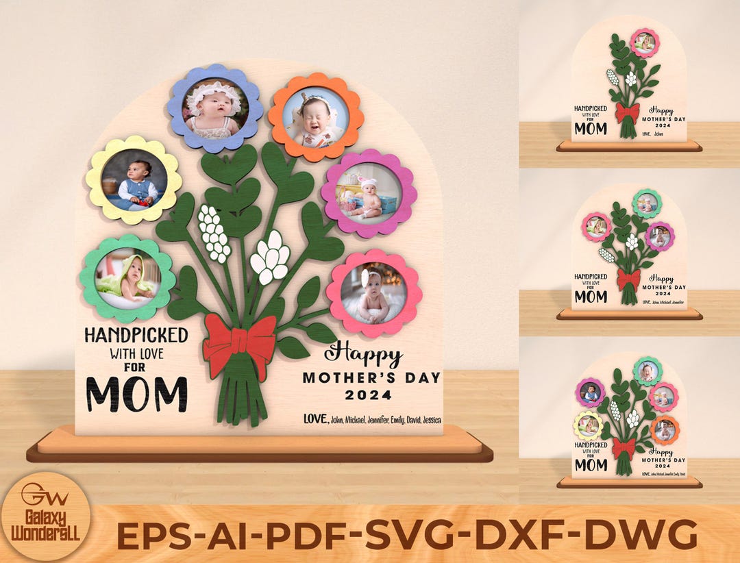 Mother's Handpicked Flower Photo Sign Svg, Mother's Day Digital File ...