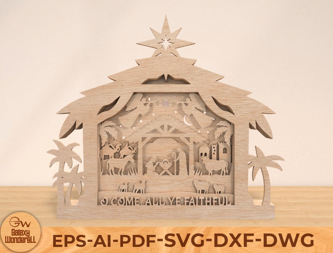 Laser Cut Nativity Scene SVG: Christmas Table Decoration (digital File ...