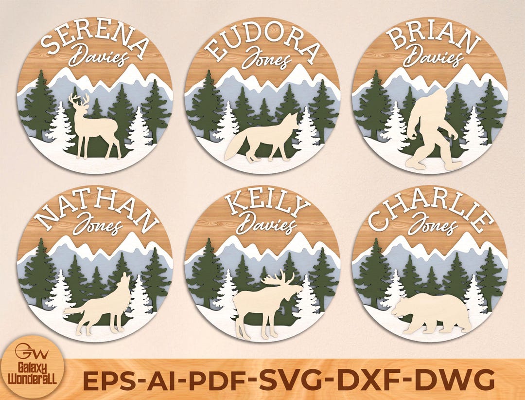 Personalized Baby Name Sign SVG Bundle: Mountain Nursery Decor (digital ...