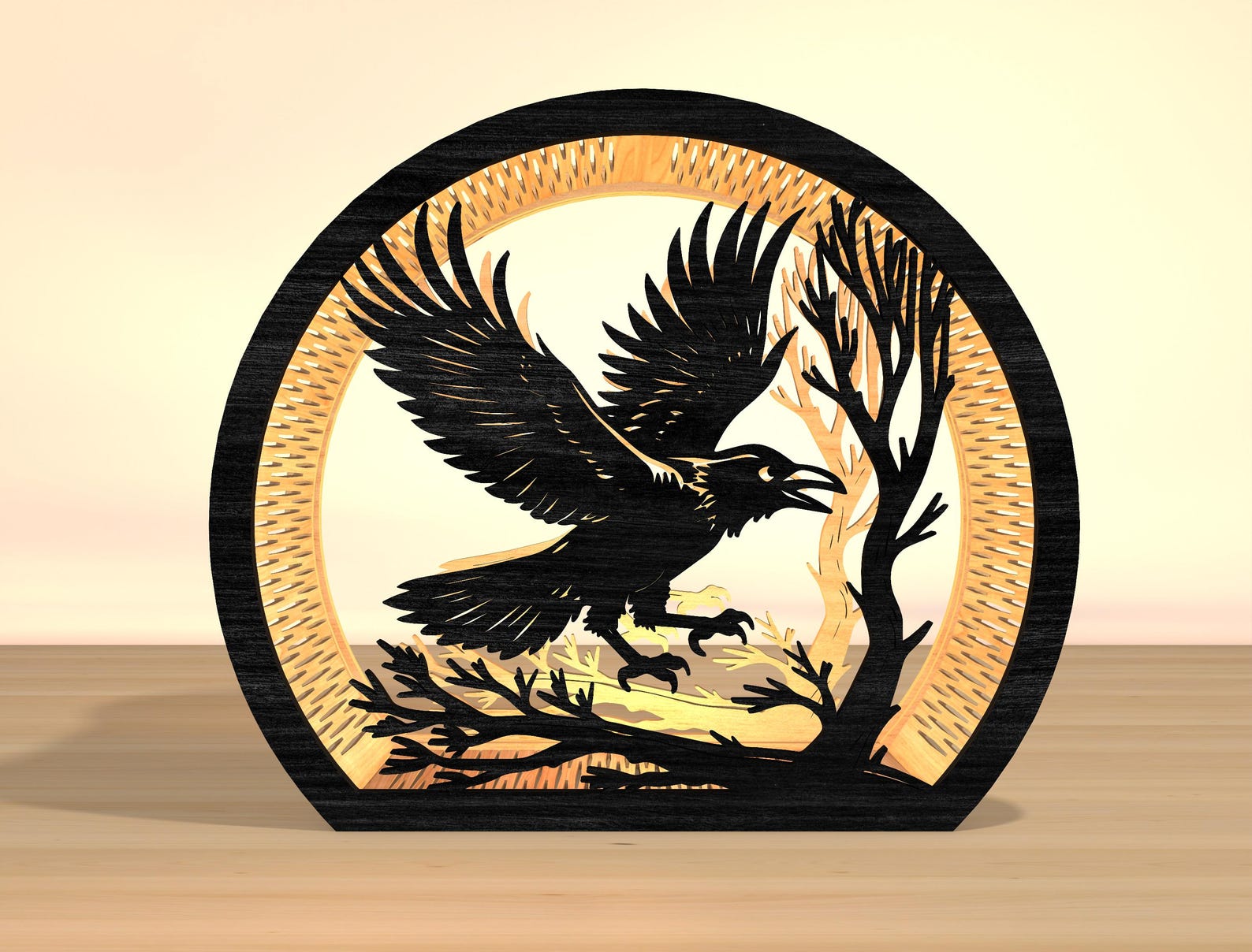 Raven Lantern Laser Cut File: Gothic Halloween Decor SVG, Light Box for ...