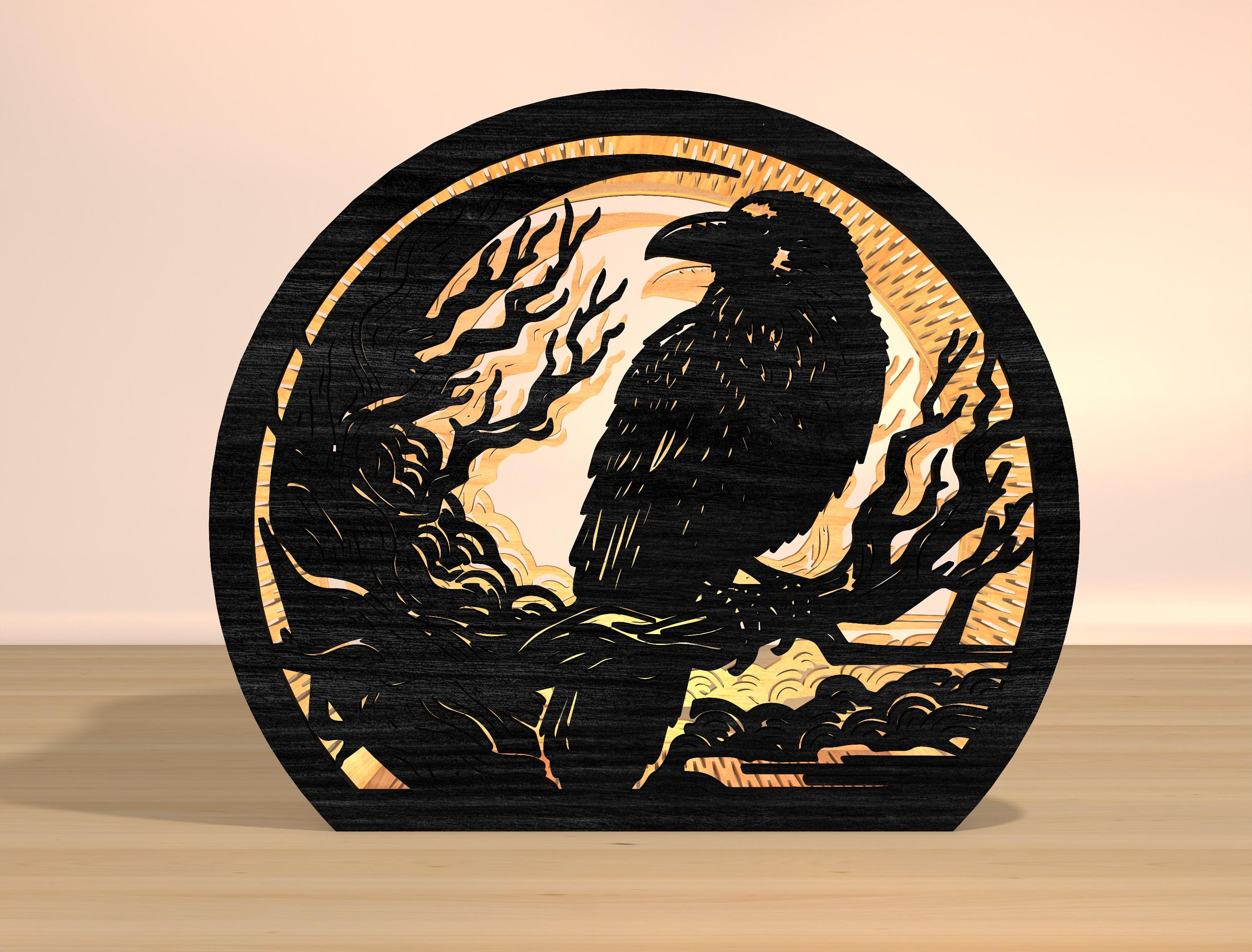 Raven Lantern Laser Cut File: Gothic Halloween Decor SVG, Light Box for ...