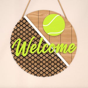 Welcome Tennis Sign: Round Door Hanger SVG, Laser Cut File - Etsy