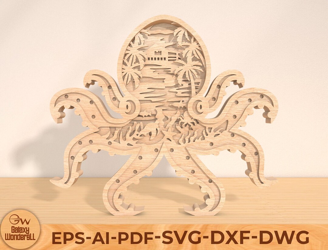 Multilayer Cute Octopus Laser Artwork SVG, Octopus Layered Svg Laser ...