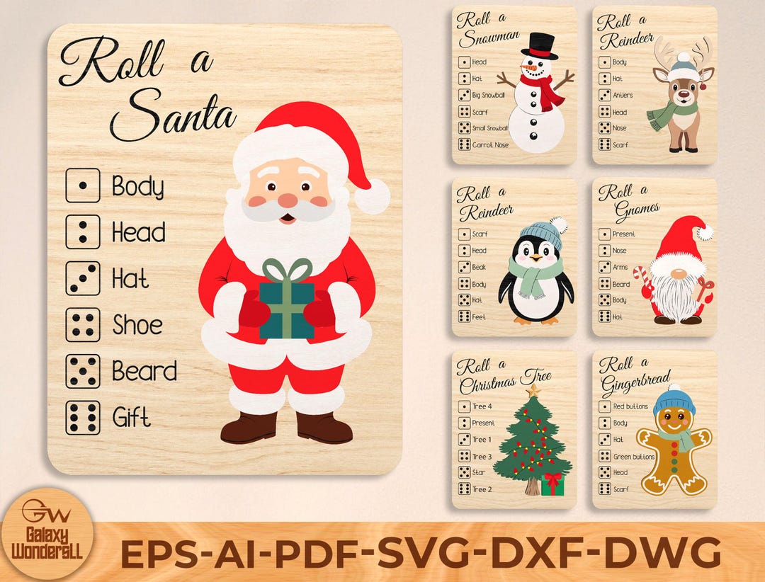 Christmas Roll a Game SVG Bundle: Holiday Kids Activity (digital File ...