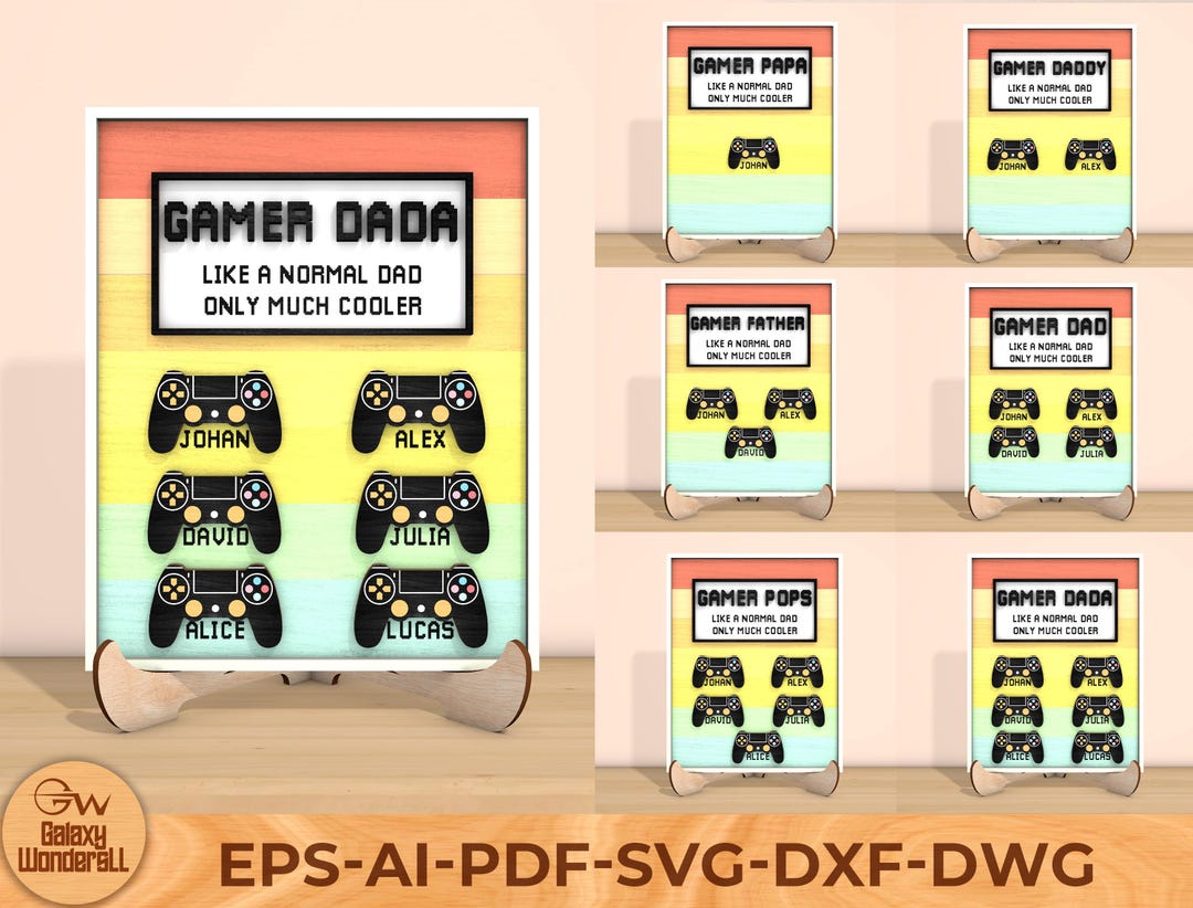 Gamer Dad Sign SVG , Personalized Laser Cut Father‘s Day Sign for Dad ...