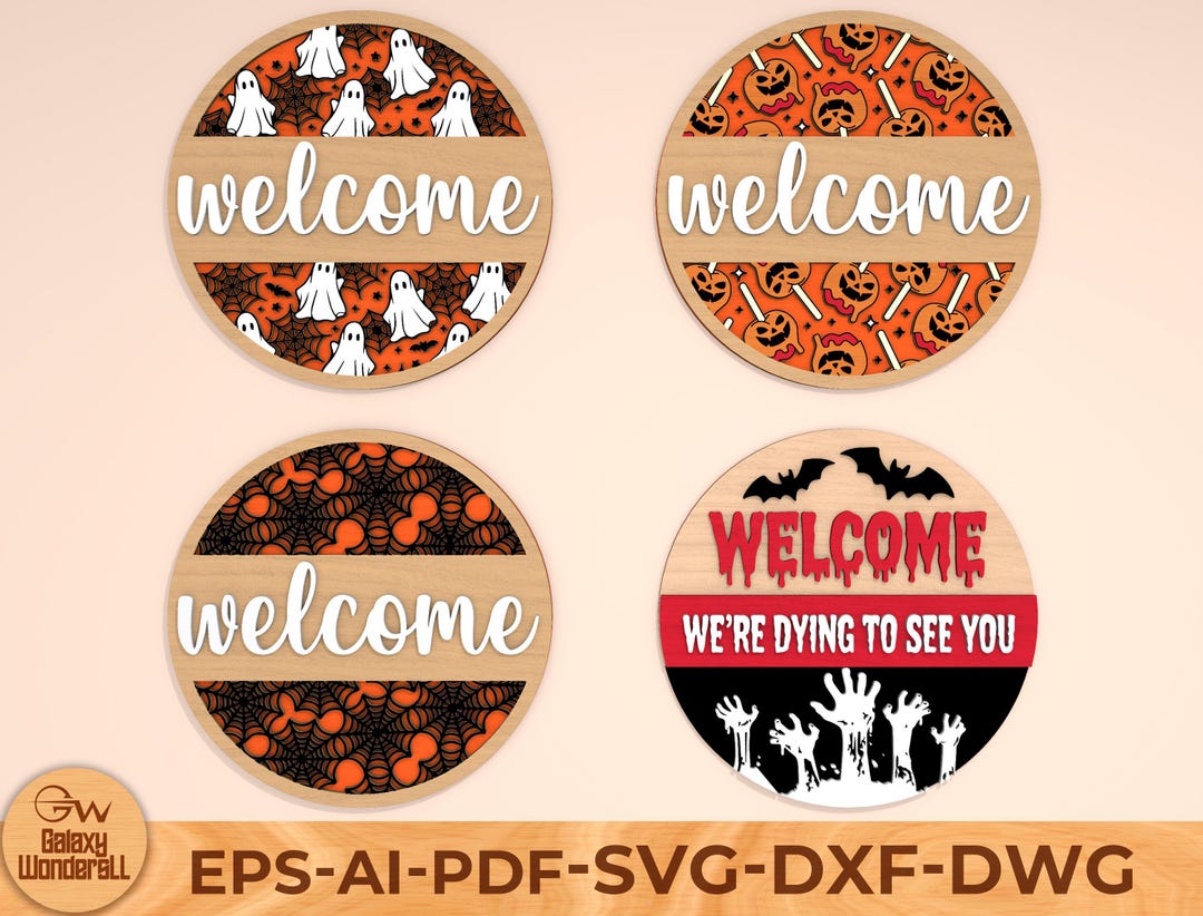 Halloween Welcome Sign Svg ,halloween Door Hanger Svg ,ghost Svg ...