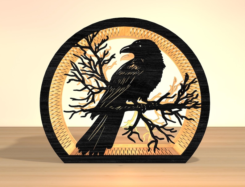 Raven Lantern Laser Cut File: Gothic Halloween Decor SVG, Light Box for ...