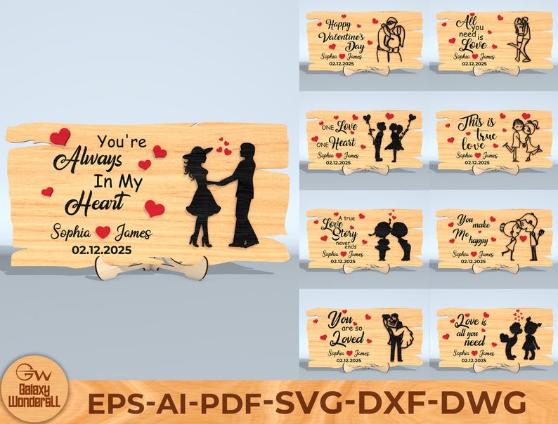 Romantic Couple Laser Cut File, Love Sign SVG, Wooden Plaque Template ...
