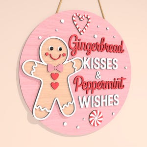 Christmas Gingerbread Door Sign SVG, Baking Spirits Bright & Peppermint ...