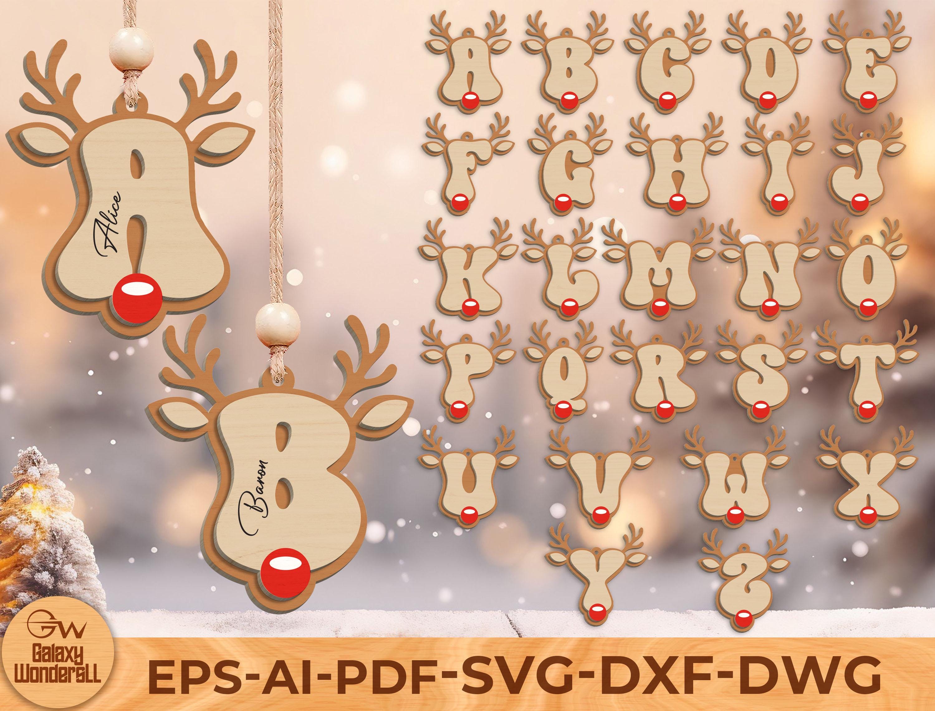 Reindeer Alphabet Ornament SVG Bundle: Christmas Laser Cut Files ...