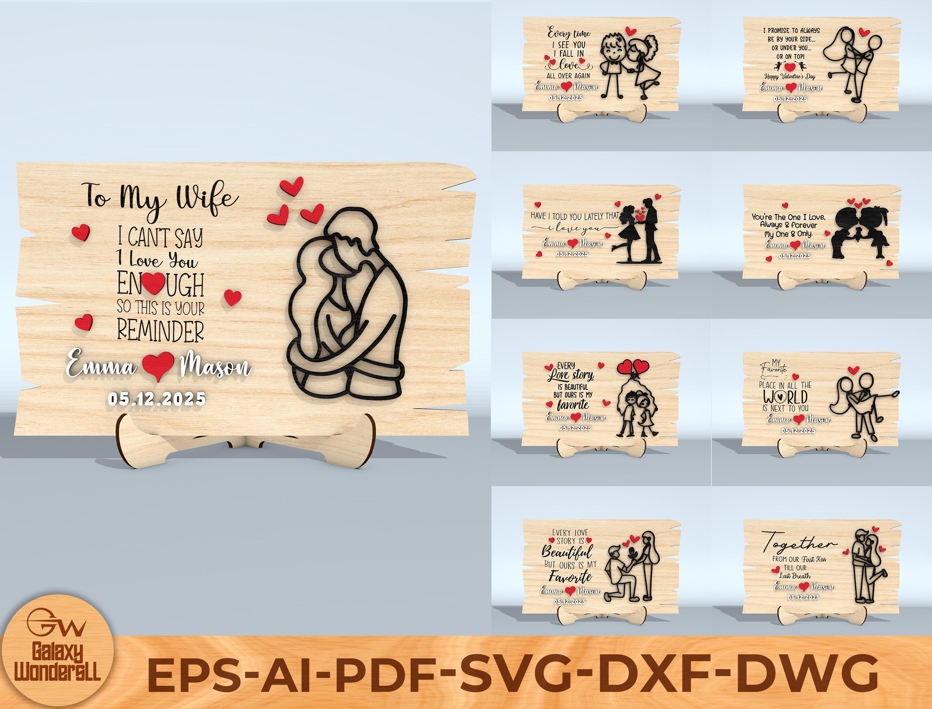 Love Message Plaque SVG Bundle, Couple Laser Cut Sign, Personalized ...