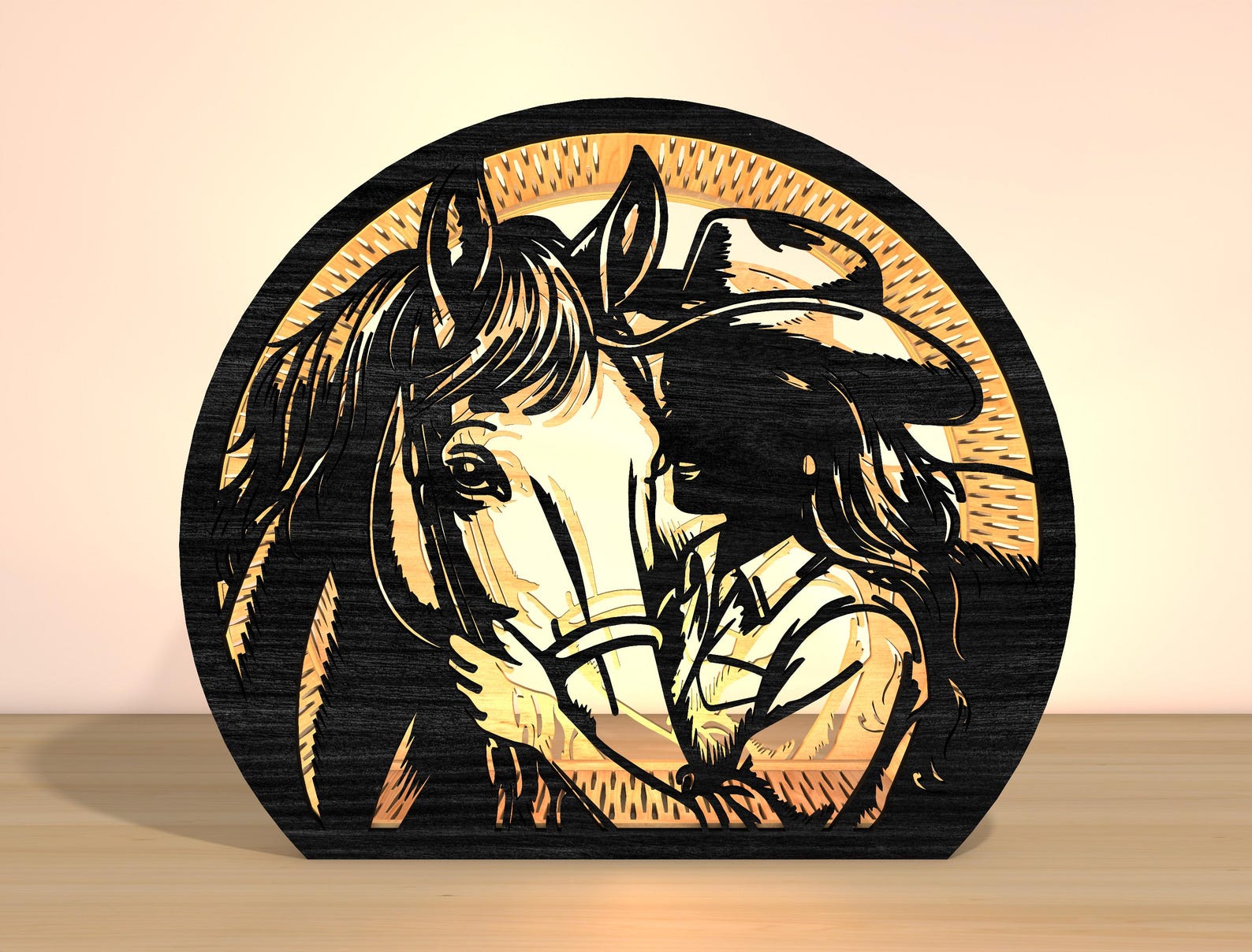 Western Cowboy Lantern SVG: Layered Light Box, Horse & Desert Scene ...