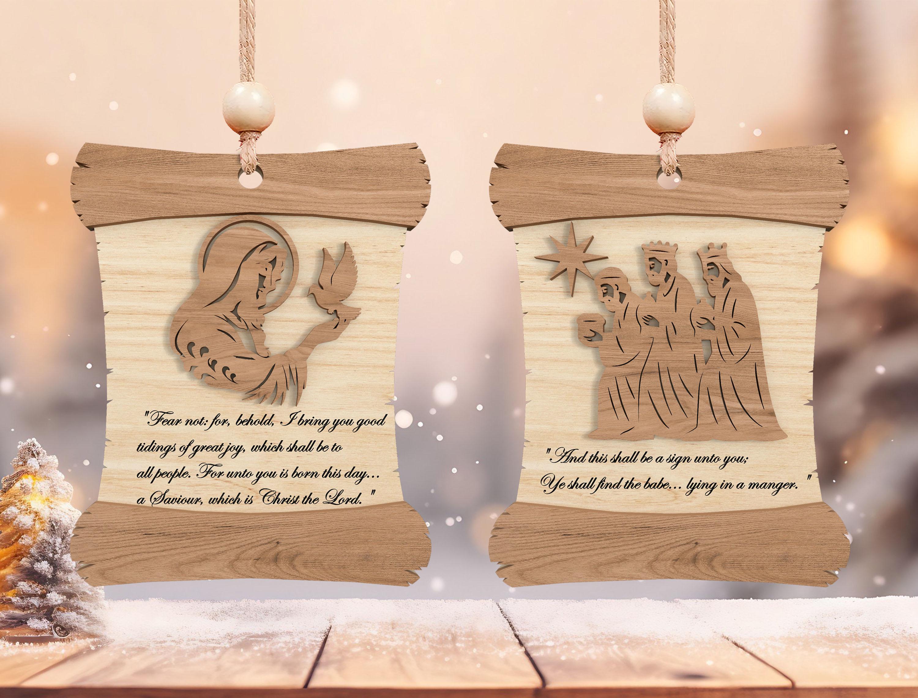 Nativity Scroll Ornament SVG: Holy Family Laser Cut File (digital ...