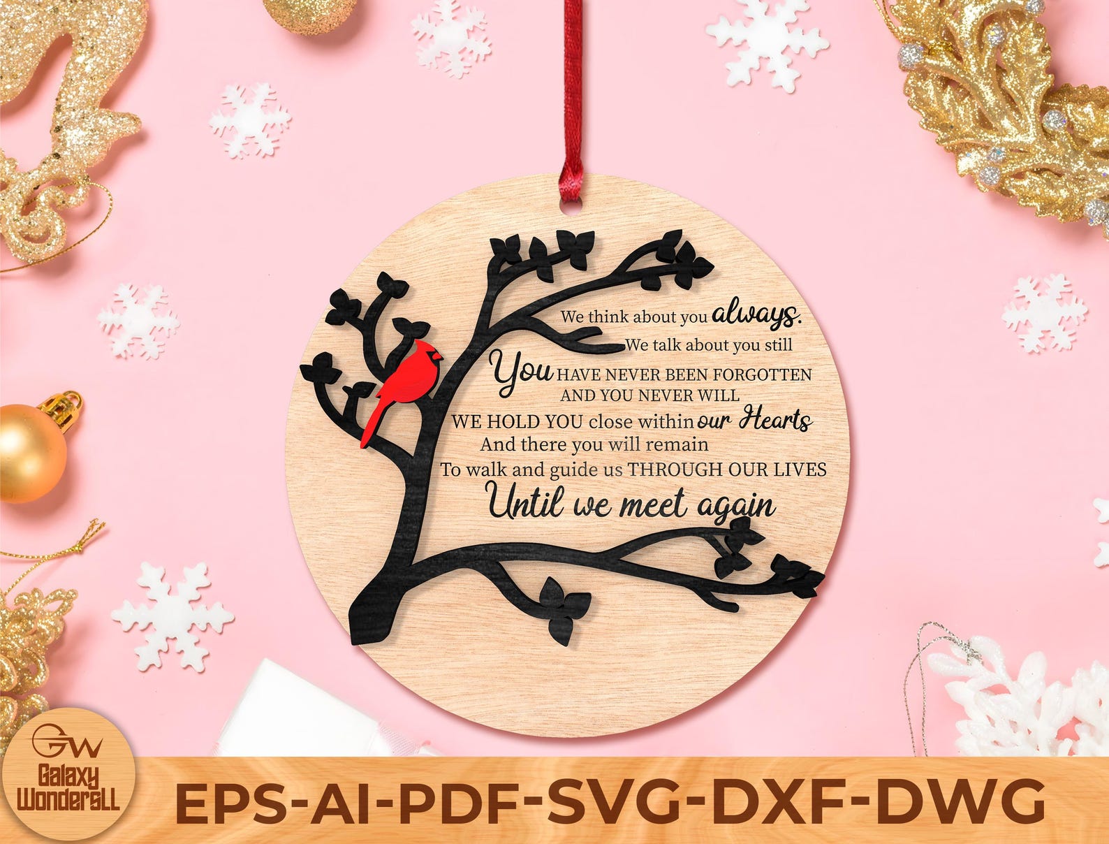 Cardinal Memorial Ornament SVG: Laser Cut Remembrance Design (digital ...