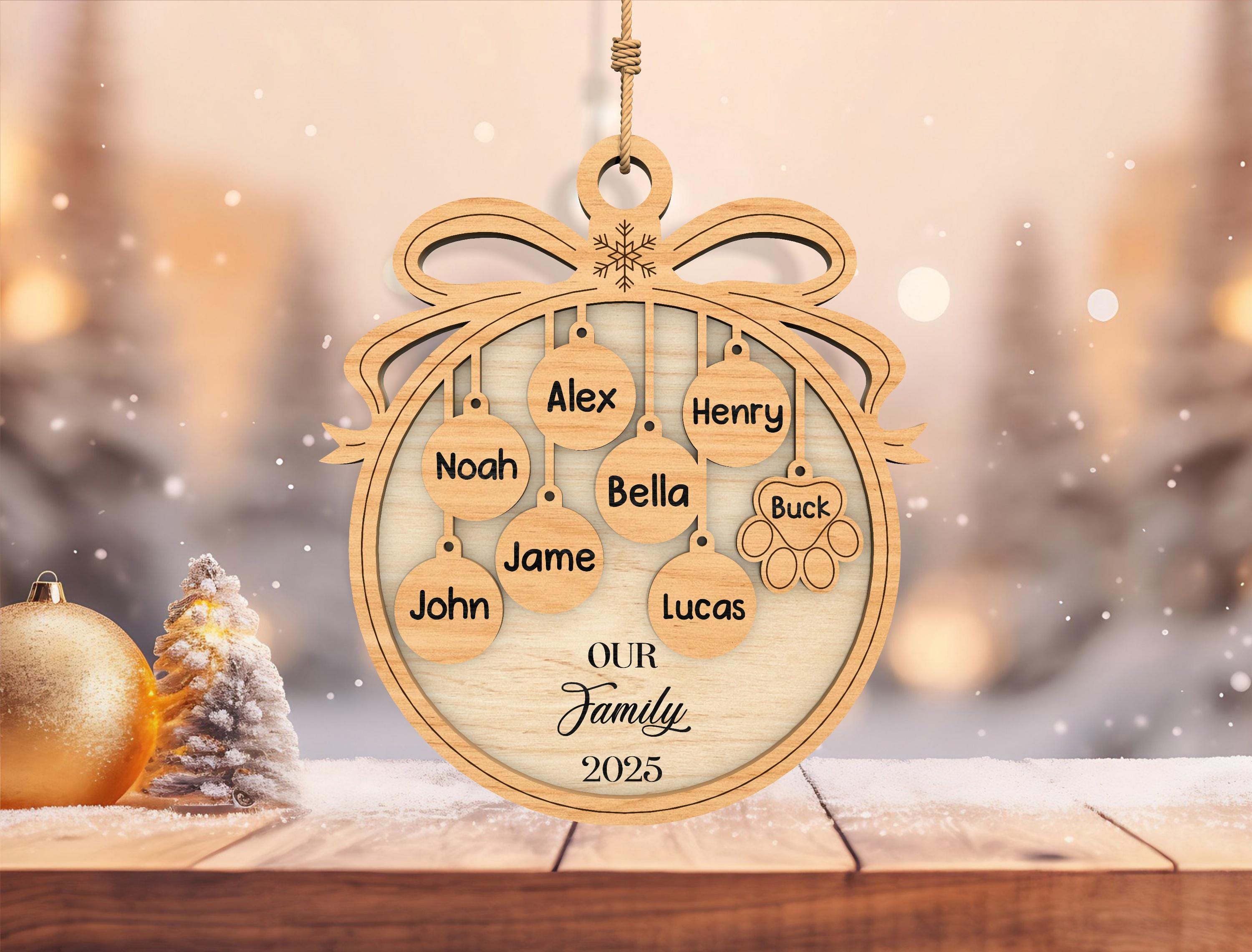Personalized Family Bauble Ornament: Laser Cut SVG DXF (digital File ...