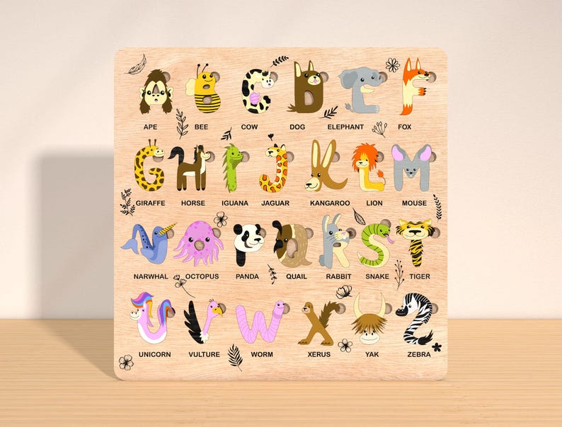 Personalized Animal Alphabet Puzzle Svg, Kids Name Puzzle,puzzle for ...