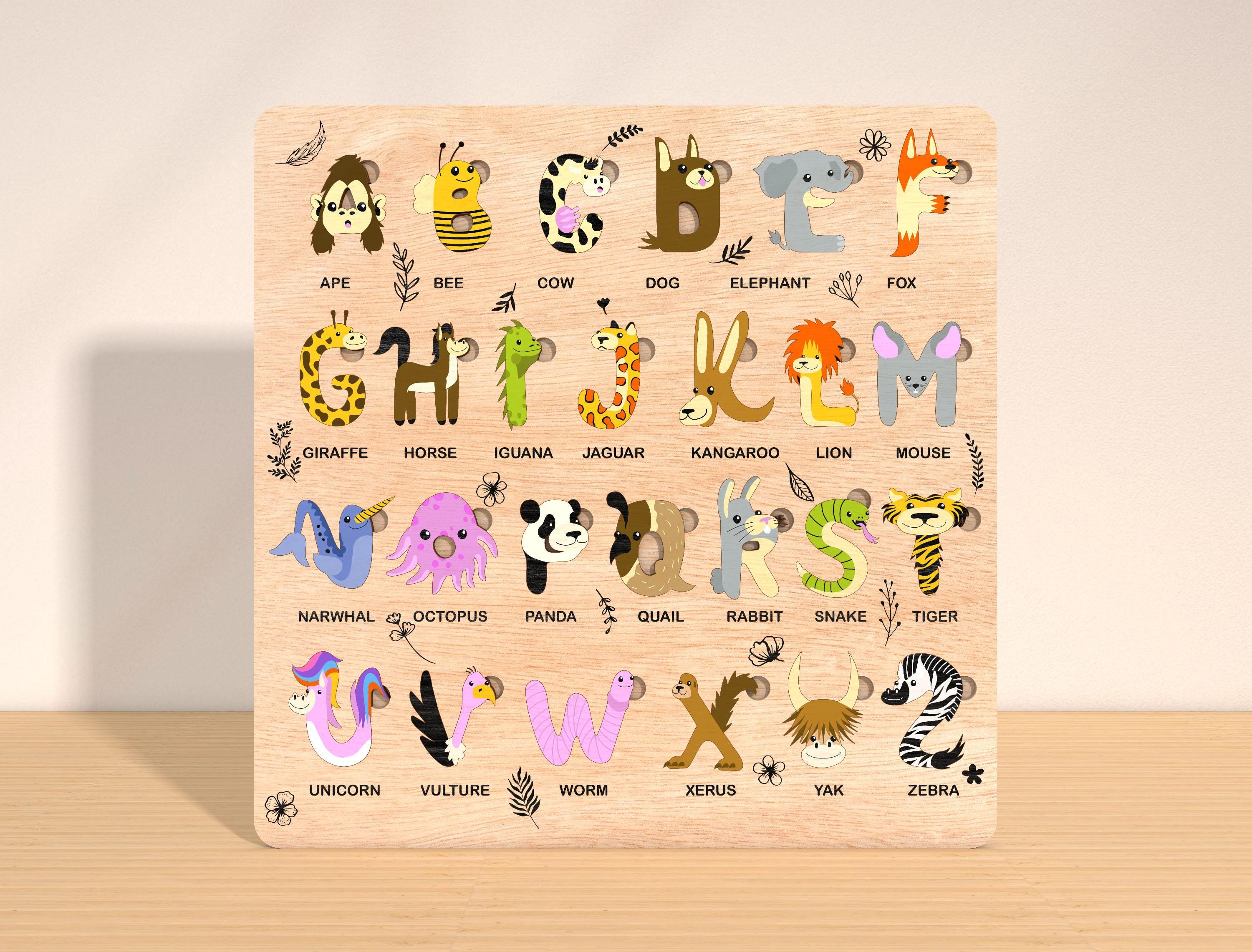 Personalized Animal Alphabet Puzzle Svg, Kids Name Puzzle,puzzle for ...