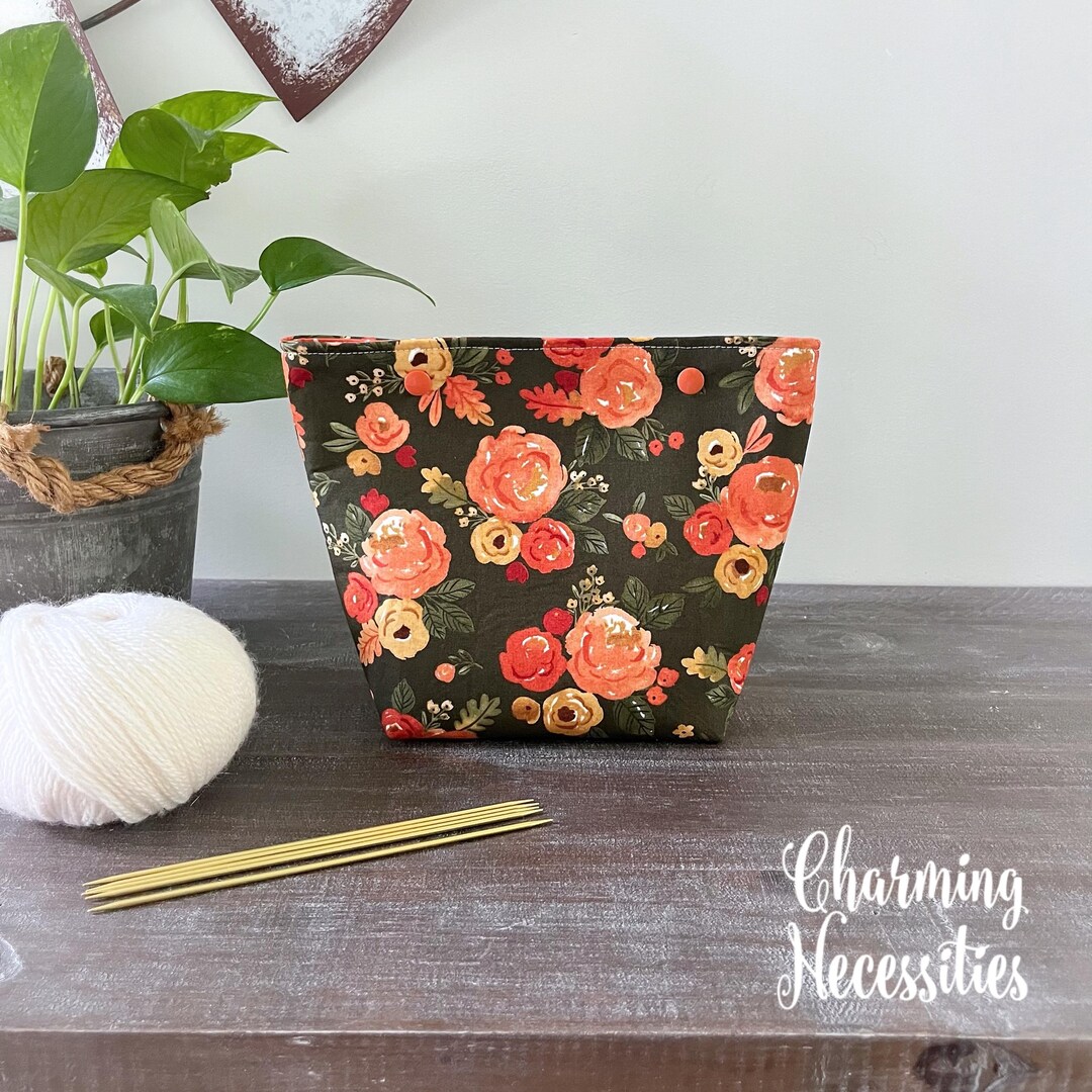 Sock Project Bag: Small Knitting Pouch With Fall Watercolor Floral - Etsy
