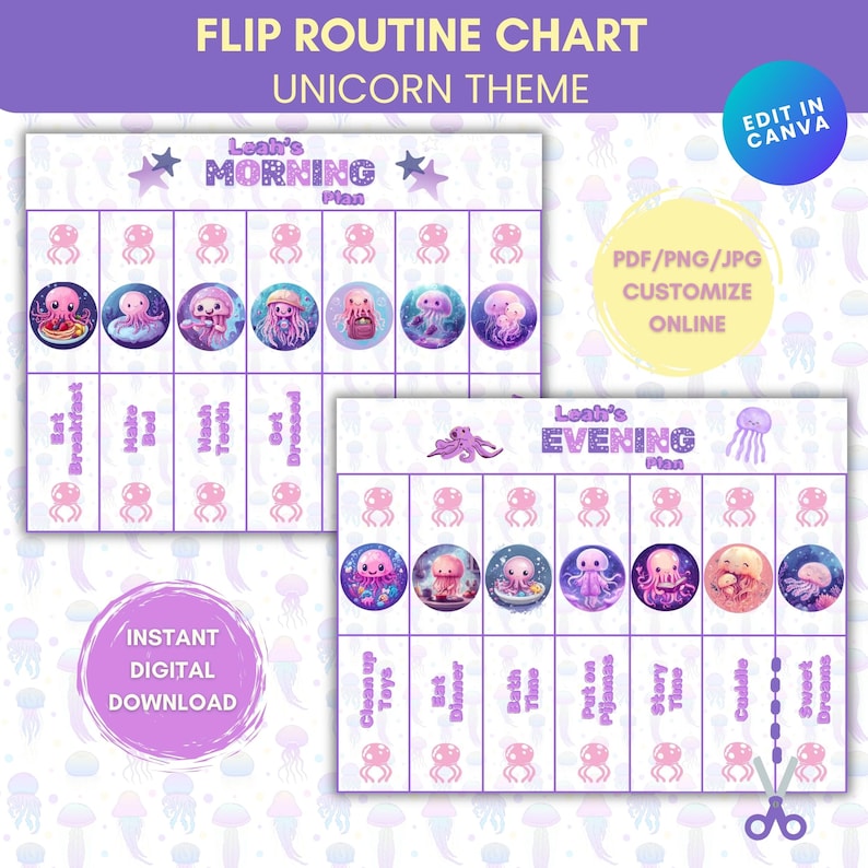 Octopus Morning & Evening Routine Flip Chart - Kids Editable Printable ...