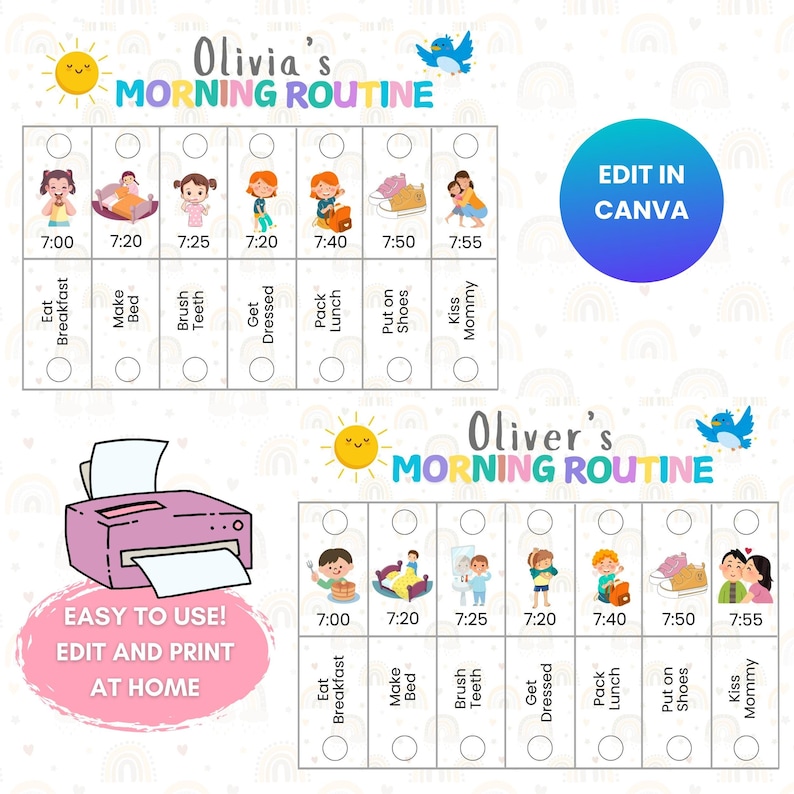 Morning & Evening Routine Flip Chart - Kids Editable Printable Routine ...