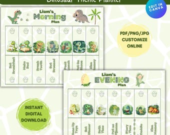 Dinosaur Morning & Evening Routine Chart - Kids Editable Printable ...