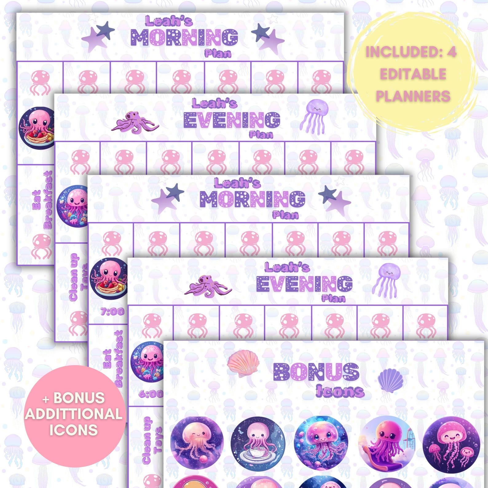 Octopus Morning & Evening Routine Flip Chart - Kids Editable Printable ...