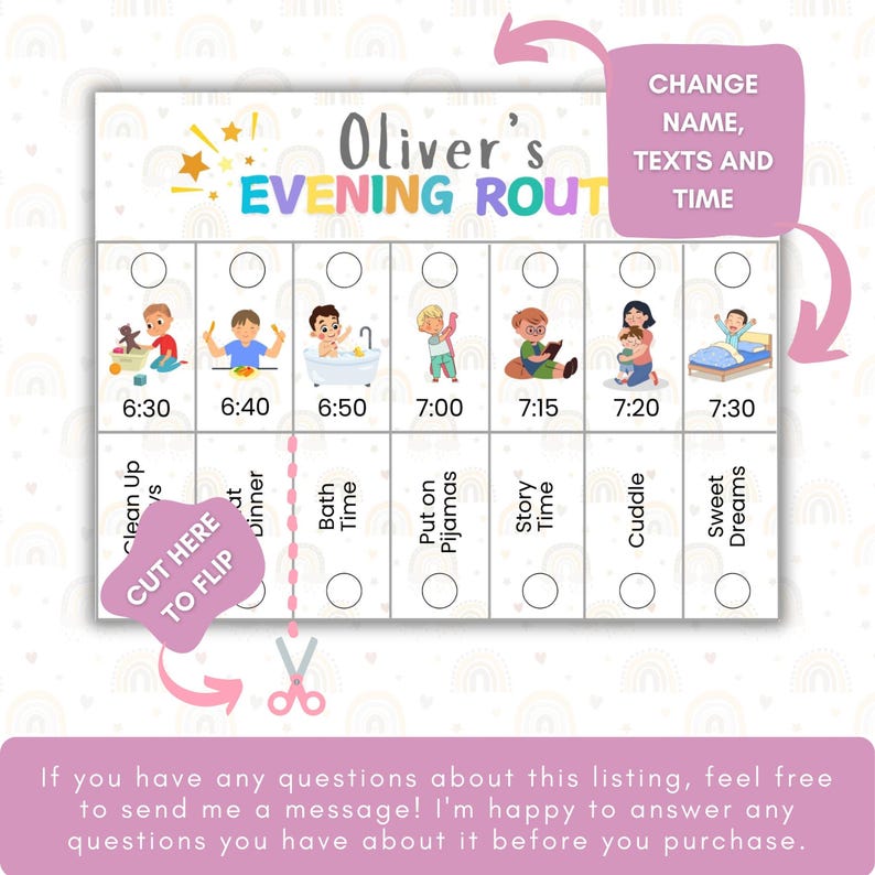 Morning & Evening Routine Flip Chart - Kids Editable Printable Routine ...