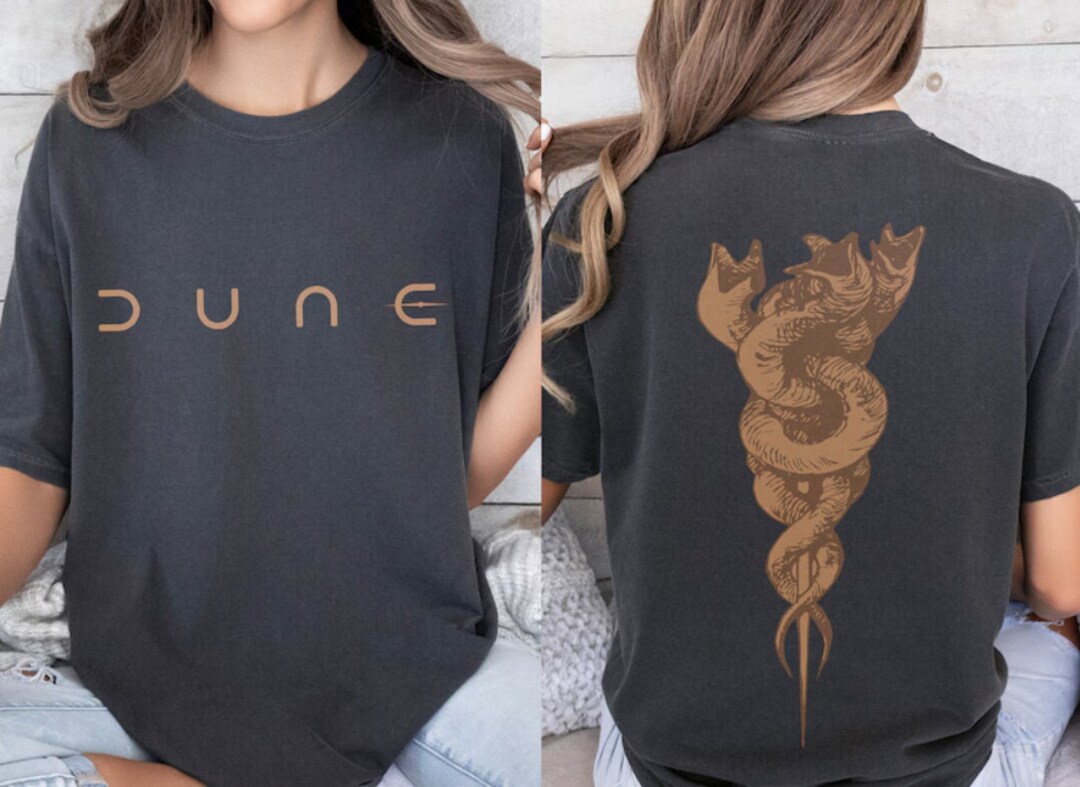Dune Sandworm Graphic T-shirt, Front Back Logo Poster Art Tee, Timothee ...