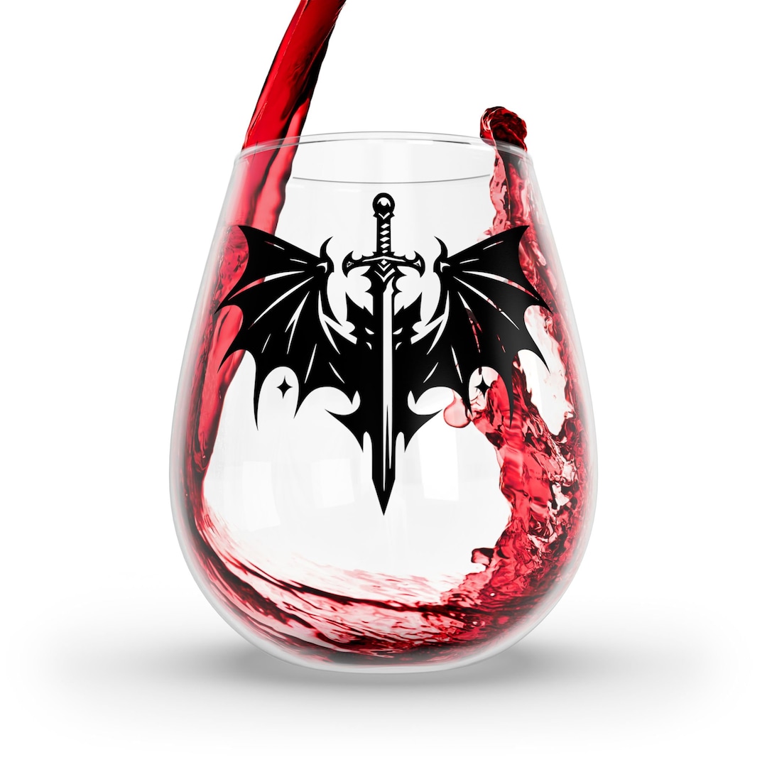 Bat and Sword Glass Design, Gothic Glassware, Halloween Unique, Wine ...