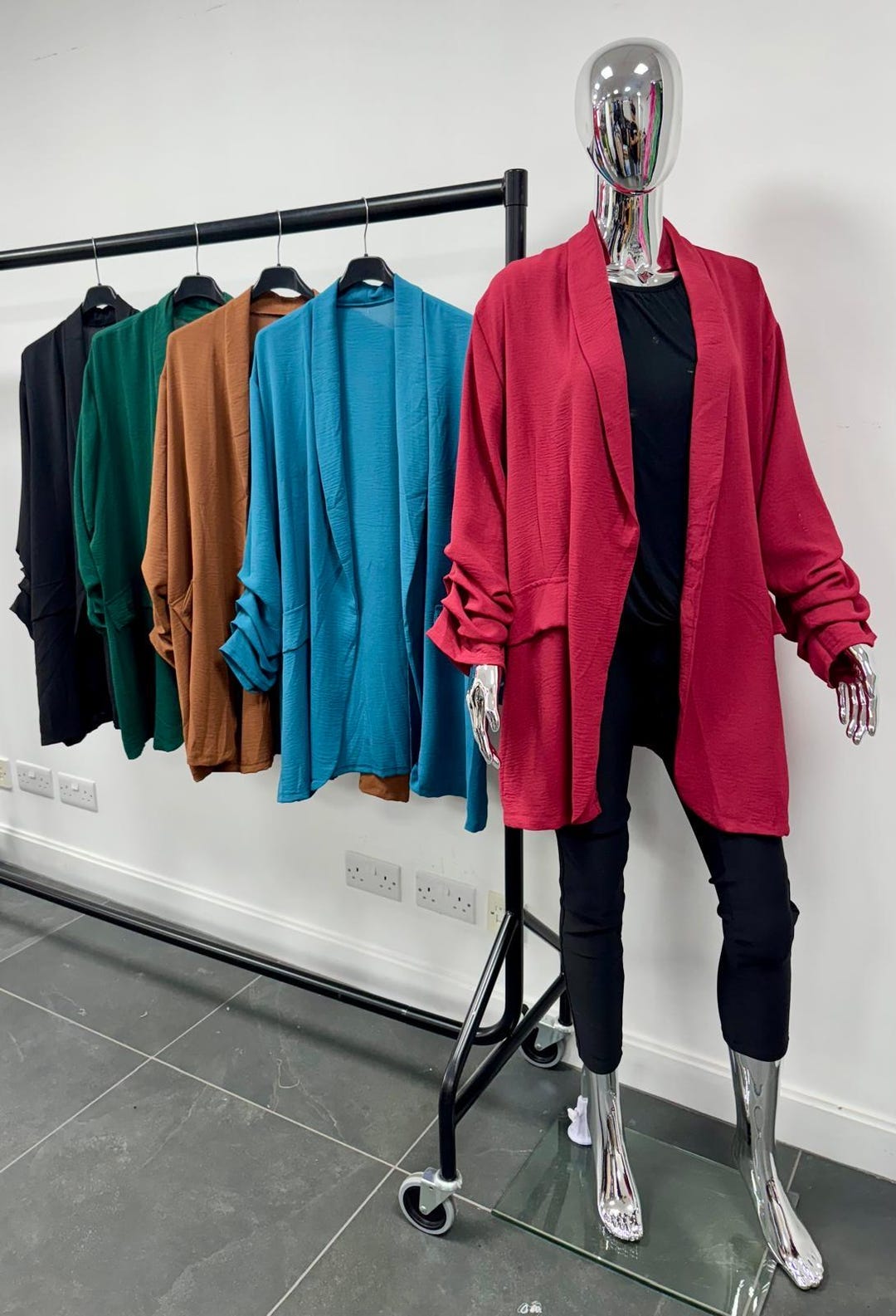 Womens Light Weight Made in Italy Ruched Sleeve Blazer One Size UK 12 ...