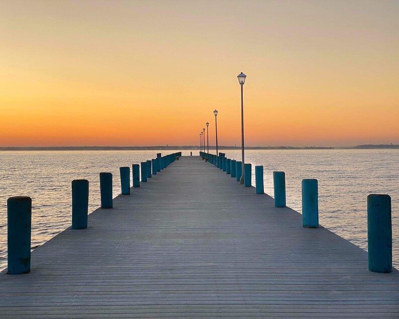 Seaside Park Dock at Sunset – Striking Orange and Yellow Sky – Jersey ...