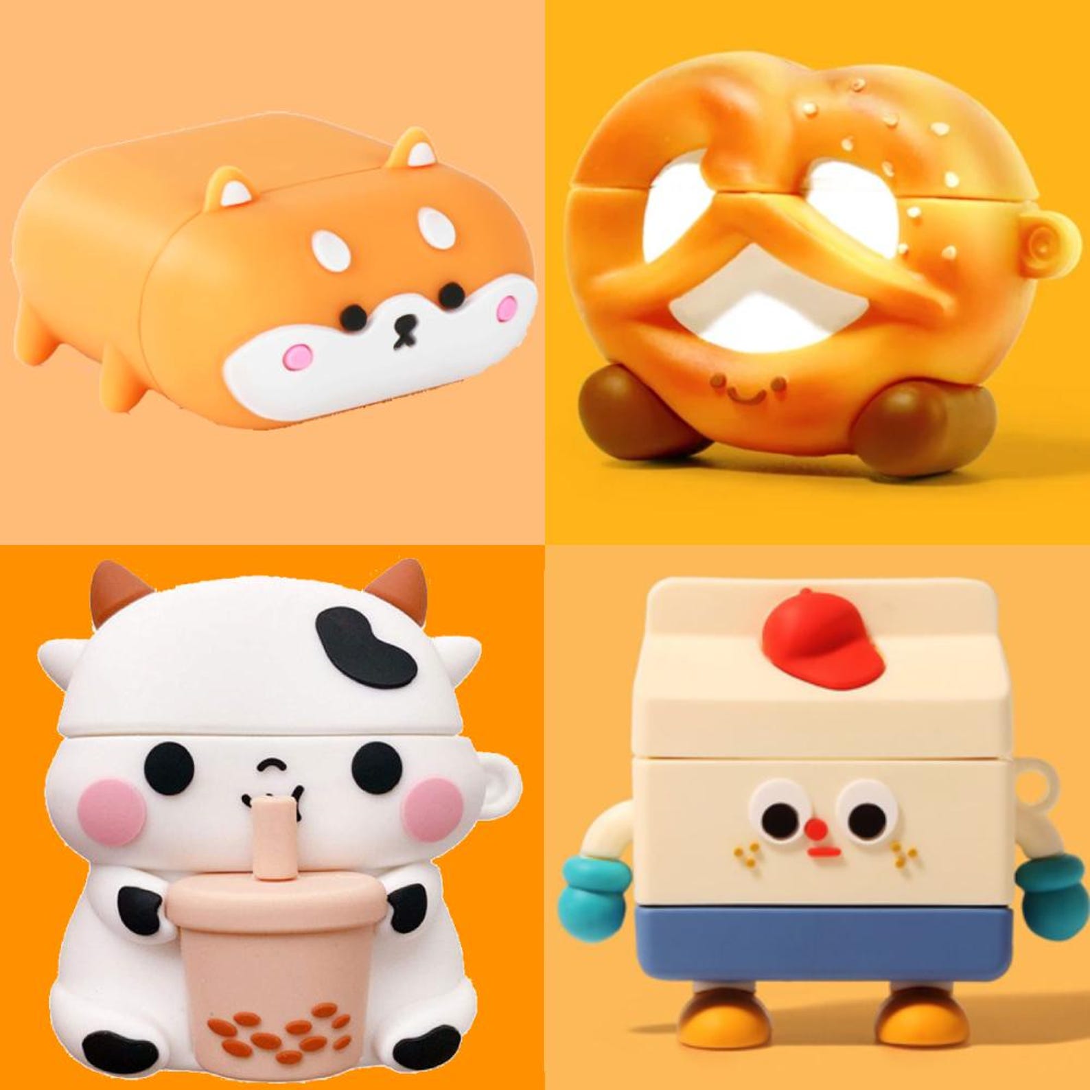 Cute AirPod Case Kawaii Cow Boba, Milk Box, Bread & Cookie Design Fun ...