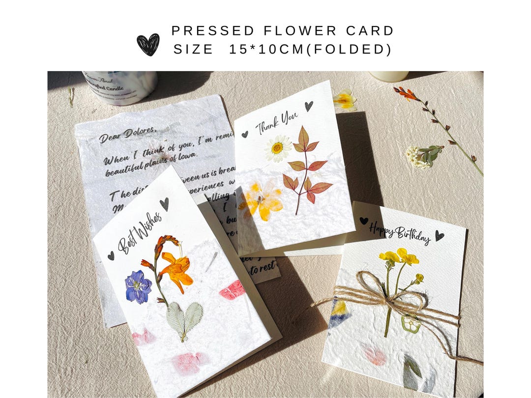 Pressed Flower Greeting Card/real Flower Wedding Card/textured Art ...