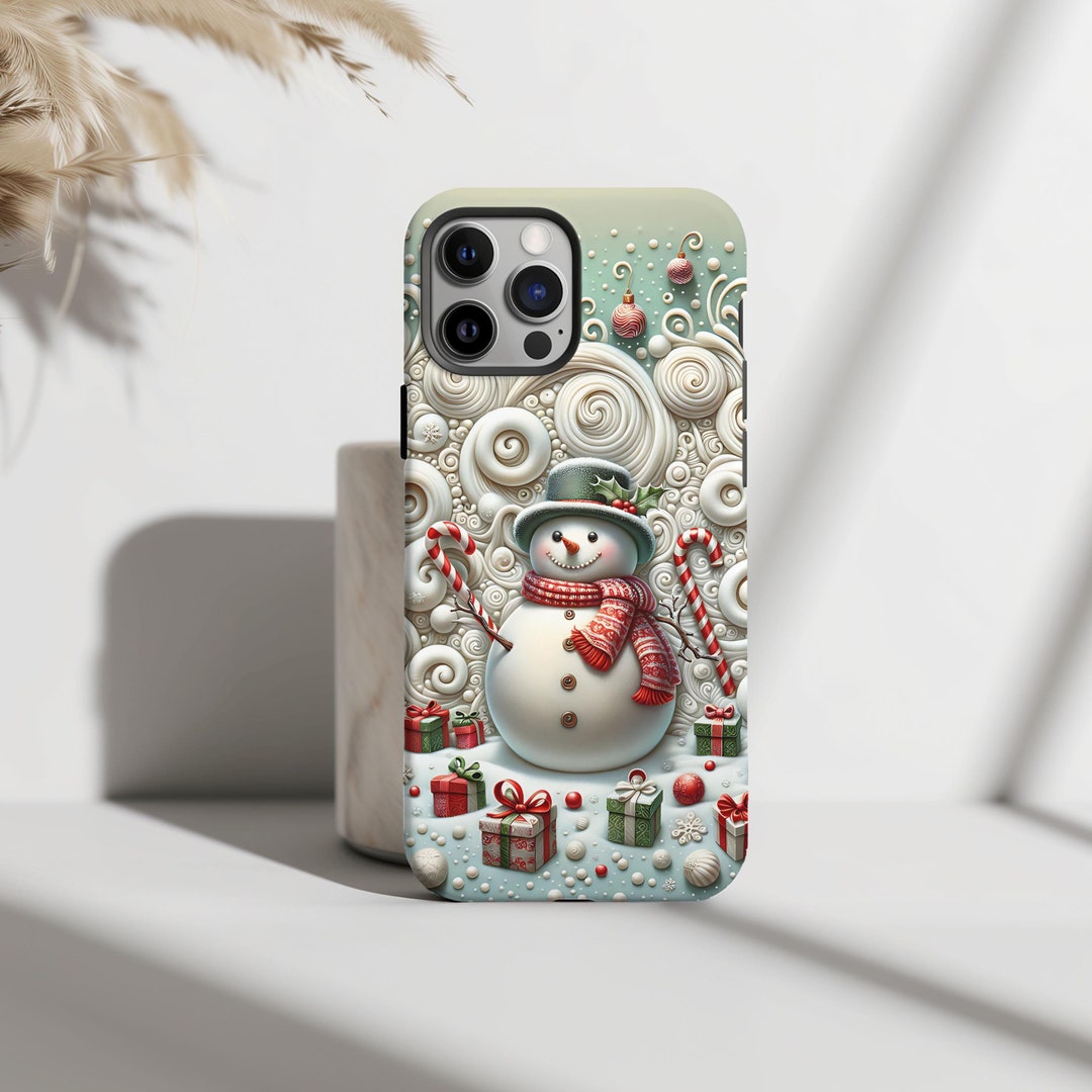Snowman Christmas iPhone Case, Festive Snowflakes and Gifts iPhone ...