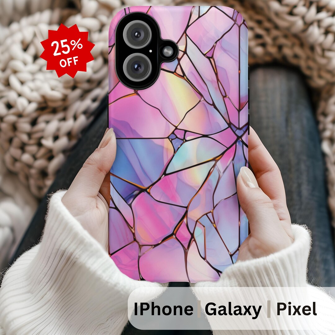 Handcrafted Stained Glass Look Phone Case, Watercolor Mosaic Phone Case ...