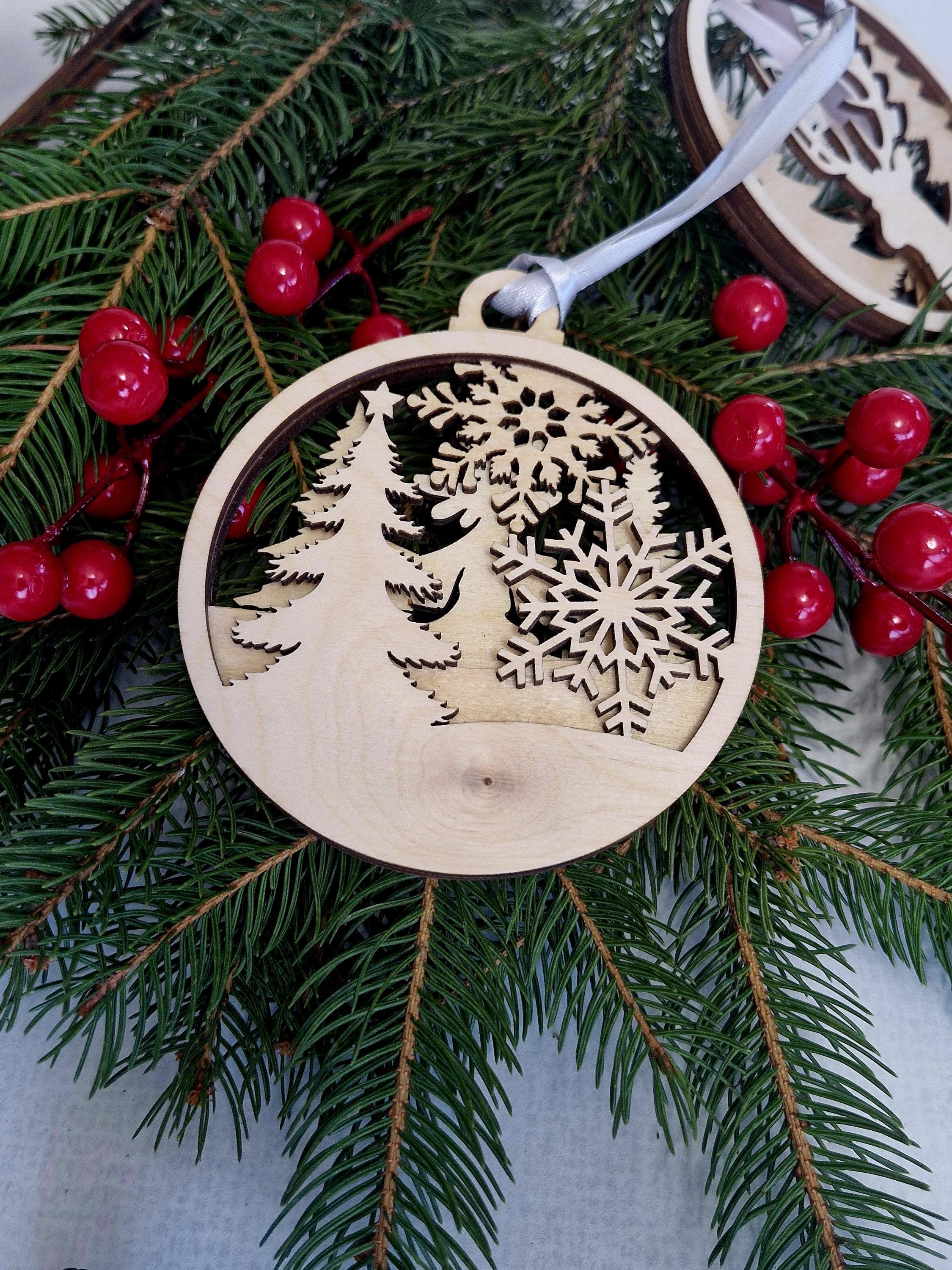 Set of 8 Three-layer Christmas Tree Baubles, Round - Various Designs - Etsy