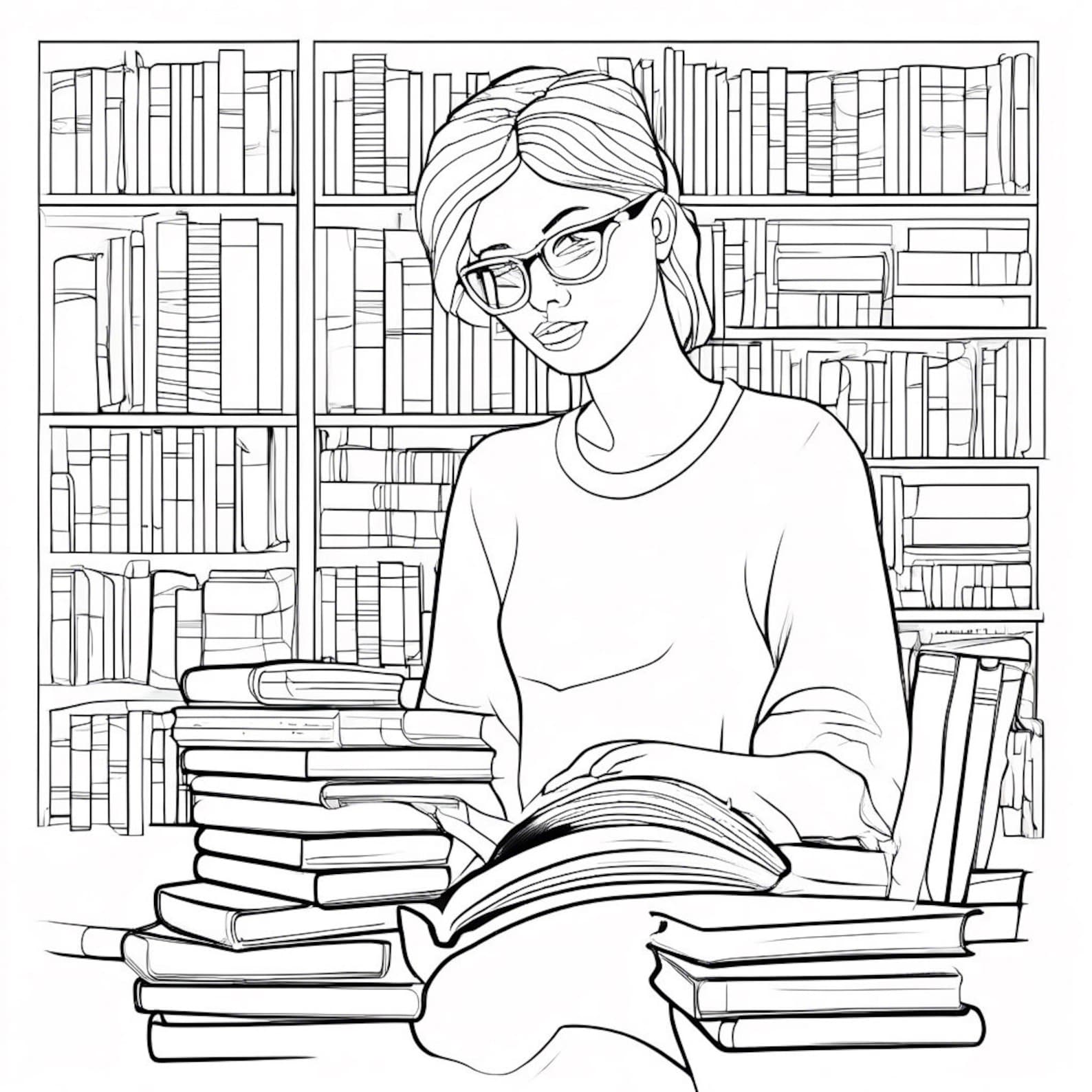 Book Bliss Coloring Pages Set - Etsy