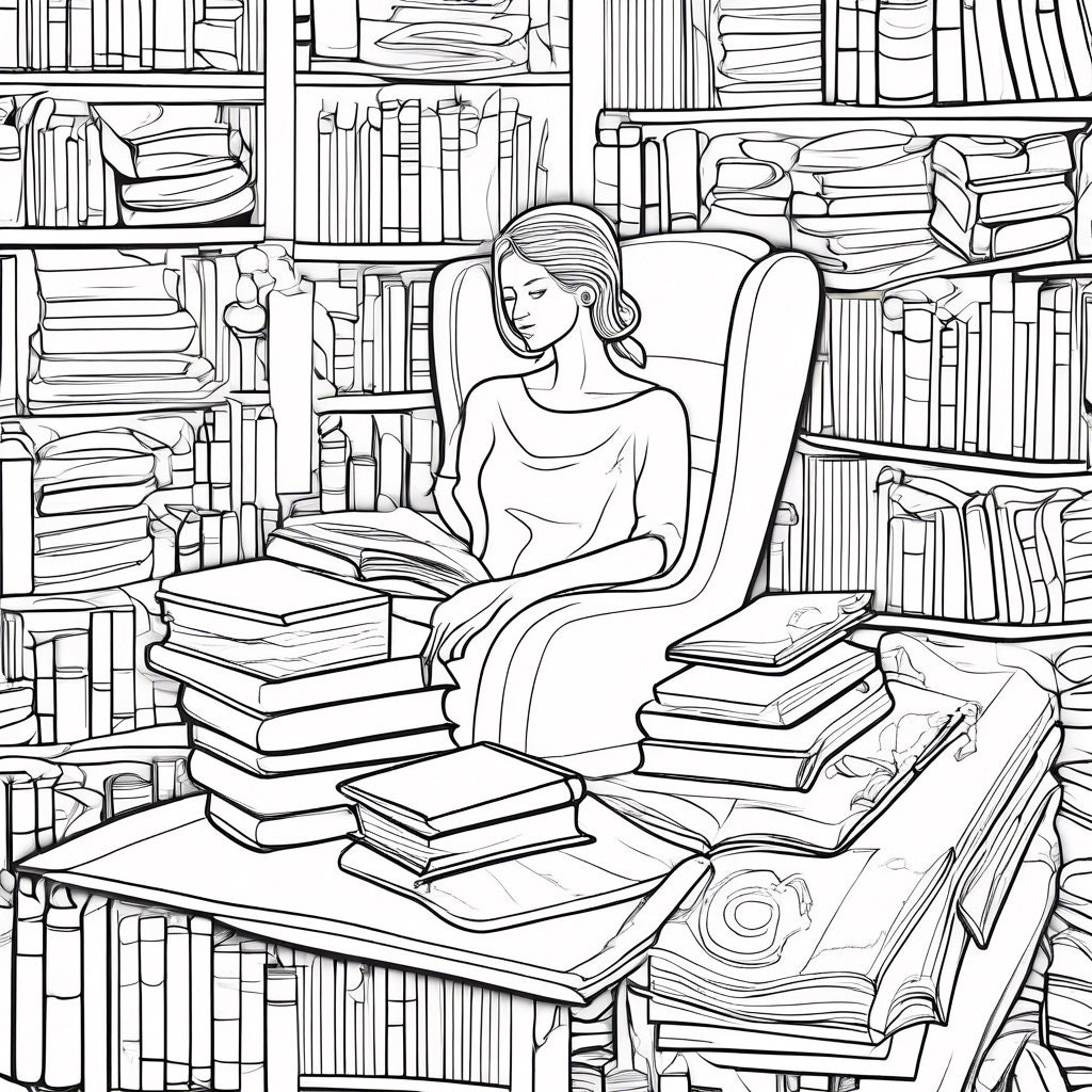 Book Bliss Coloring Pages Set - Etsy