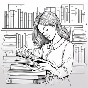 Book Bliss Coloring Pages Set - Etsy