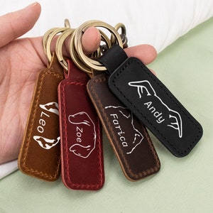 Personalized Dog Ear Leather Keychain,custom Name Keychain,pet Lovers ...
