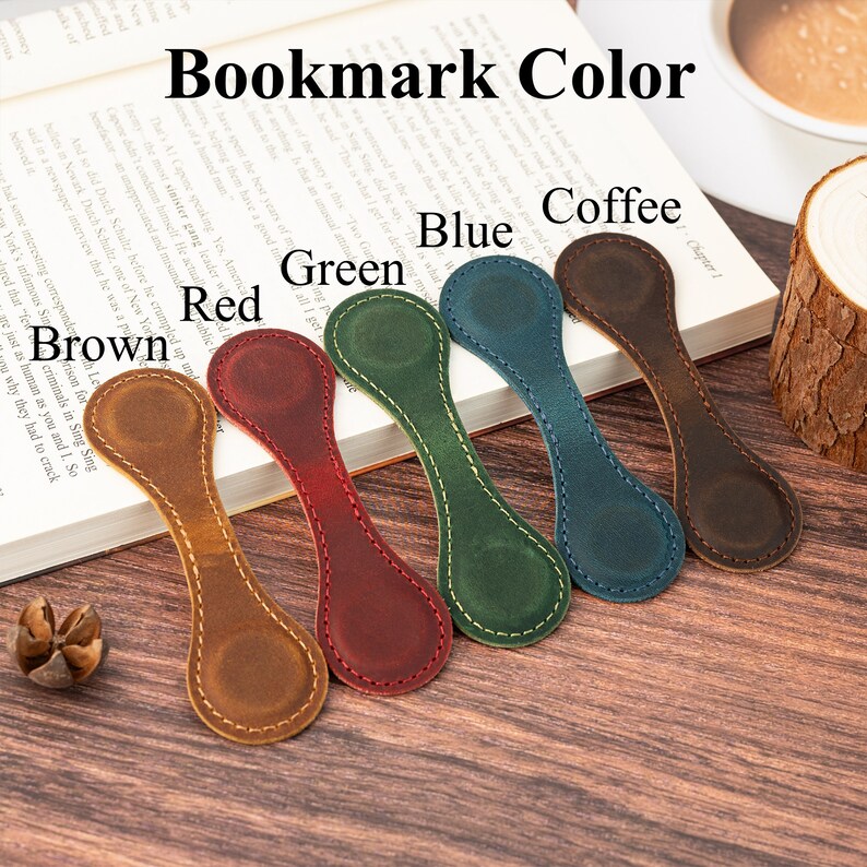 Initial Leather Magnetic Bookmark, Personalized Leather Bookmark ...